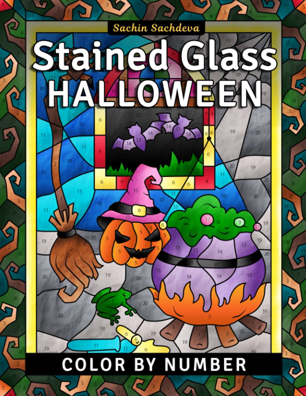 Stained Glass Halloween: Color by Number Coloring Book for Adults by ...