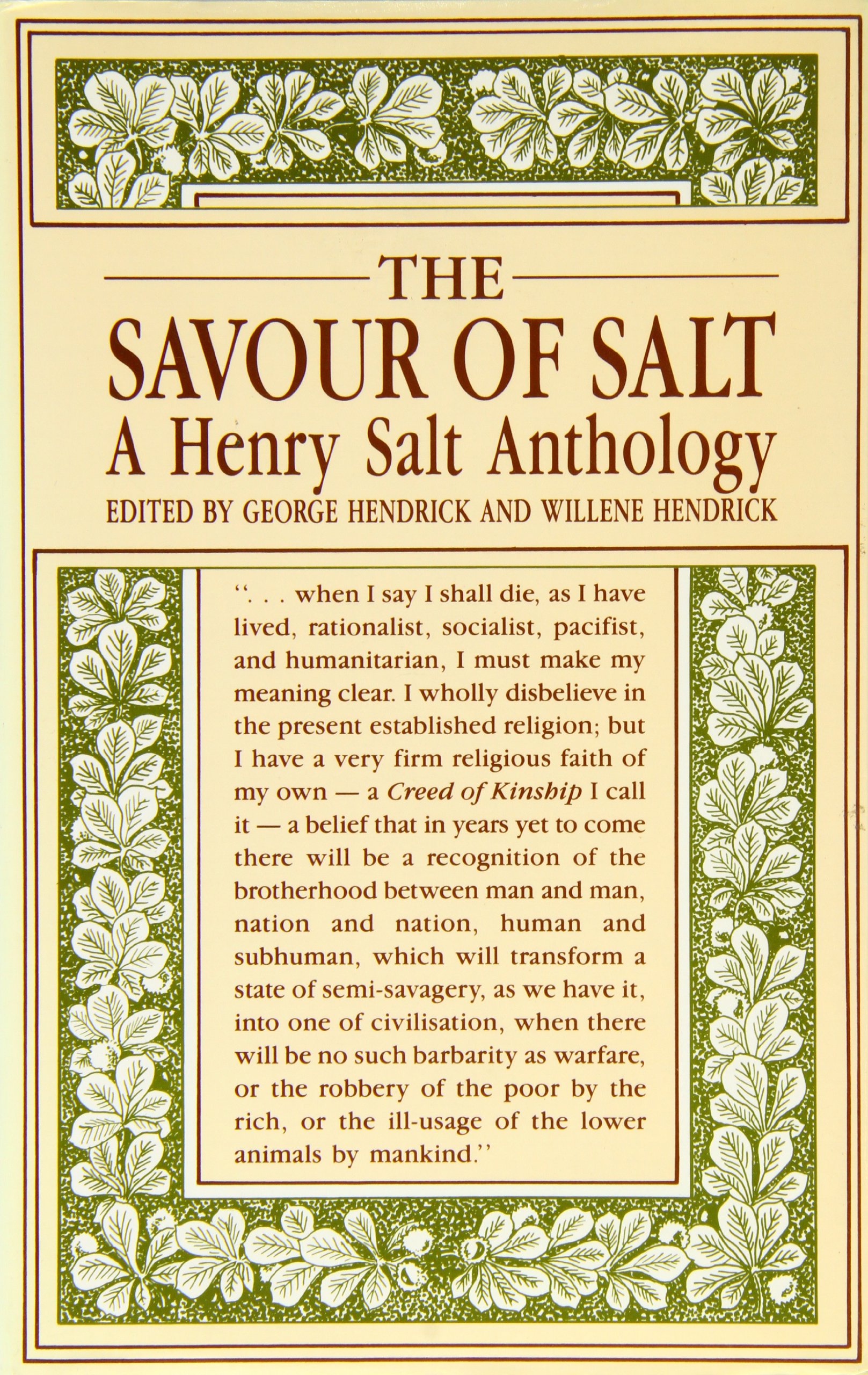 The savour of Salt: A Henry Salt anthology by Henry Stephens Salt ...