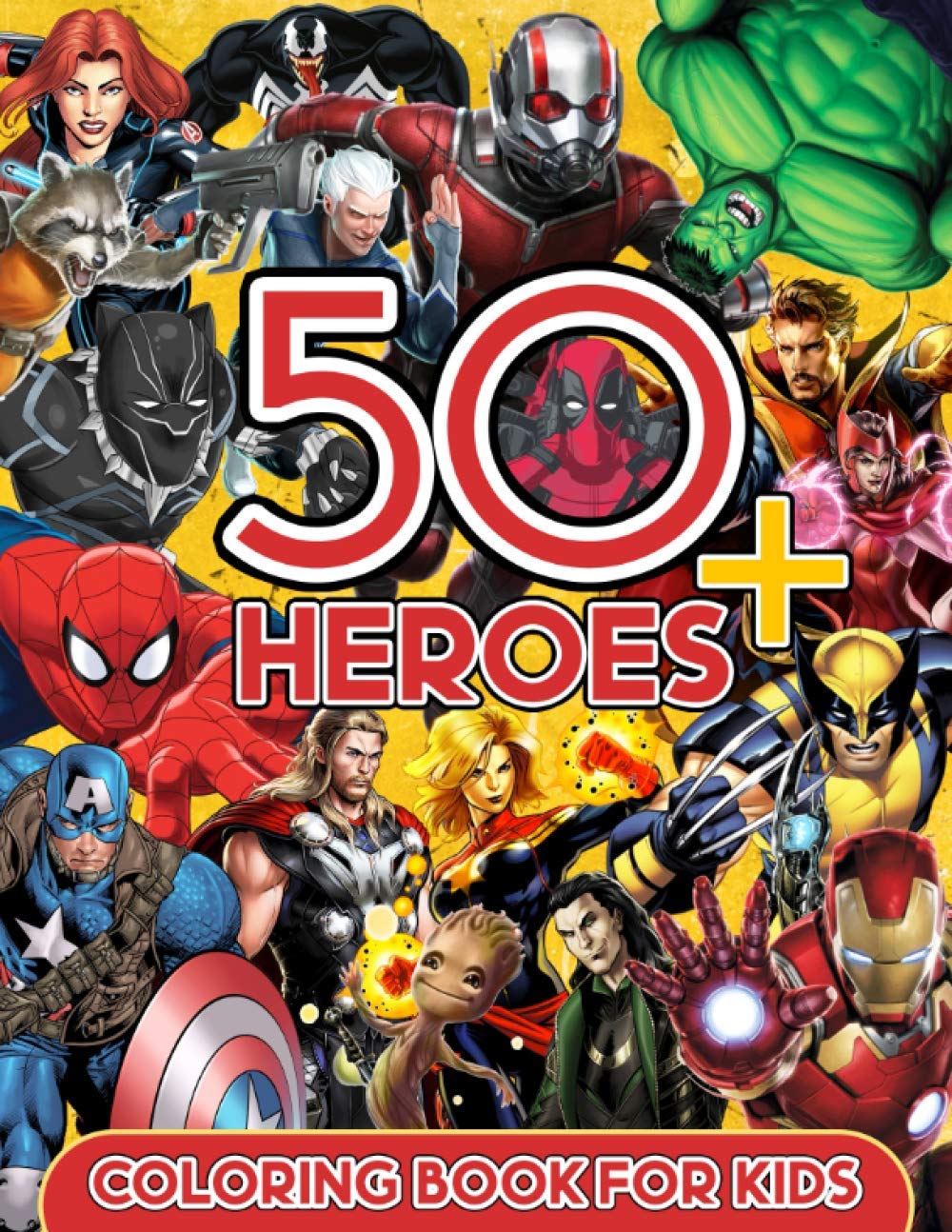 50+ Heroes Coloring Book: MARVEL (Iron Man | Spider Man | Captain ...