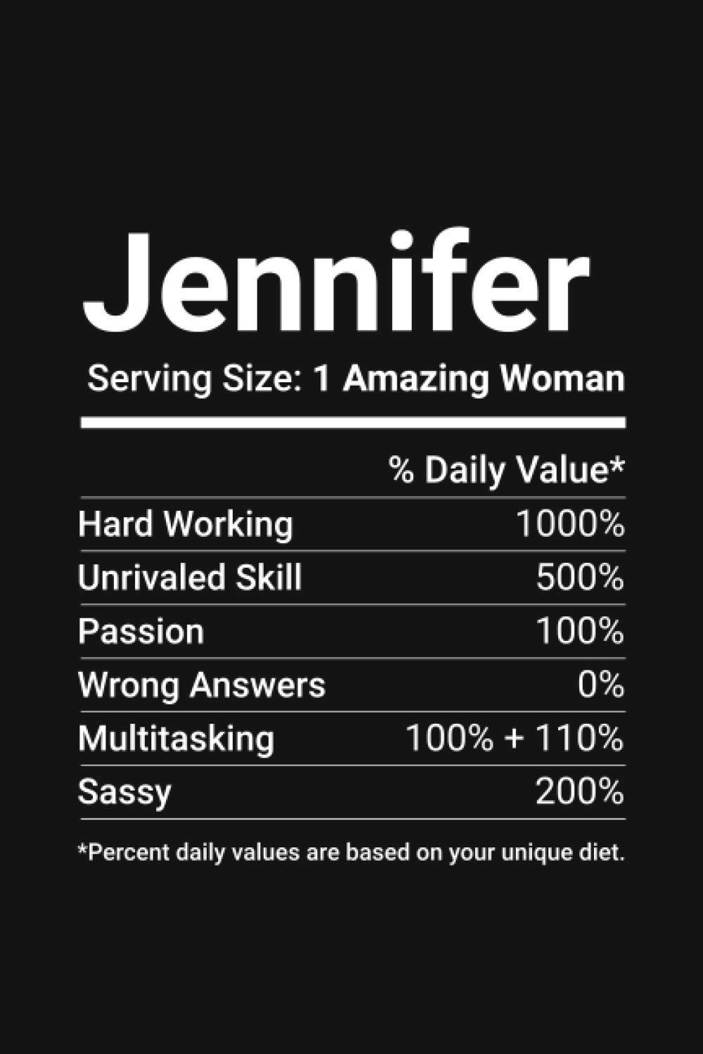 Jennifer Nutrition Facts: Personalized Notebook for Jennifer | 6" x 9 ...