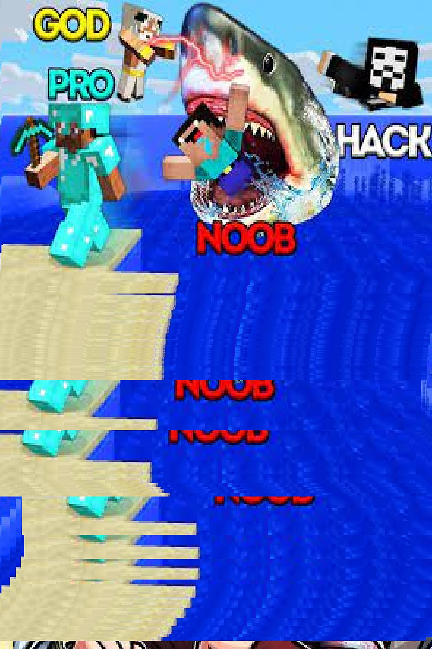 Minecraft Battle_ SHARK HOUSE BUILD CHALLENGE - NOOB vs PRO vs HACKER ...