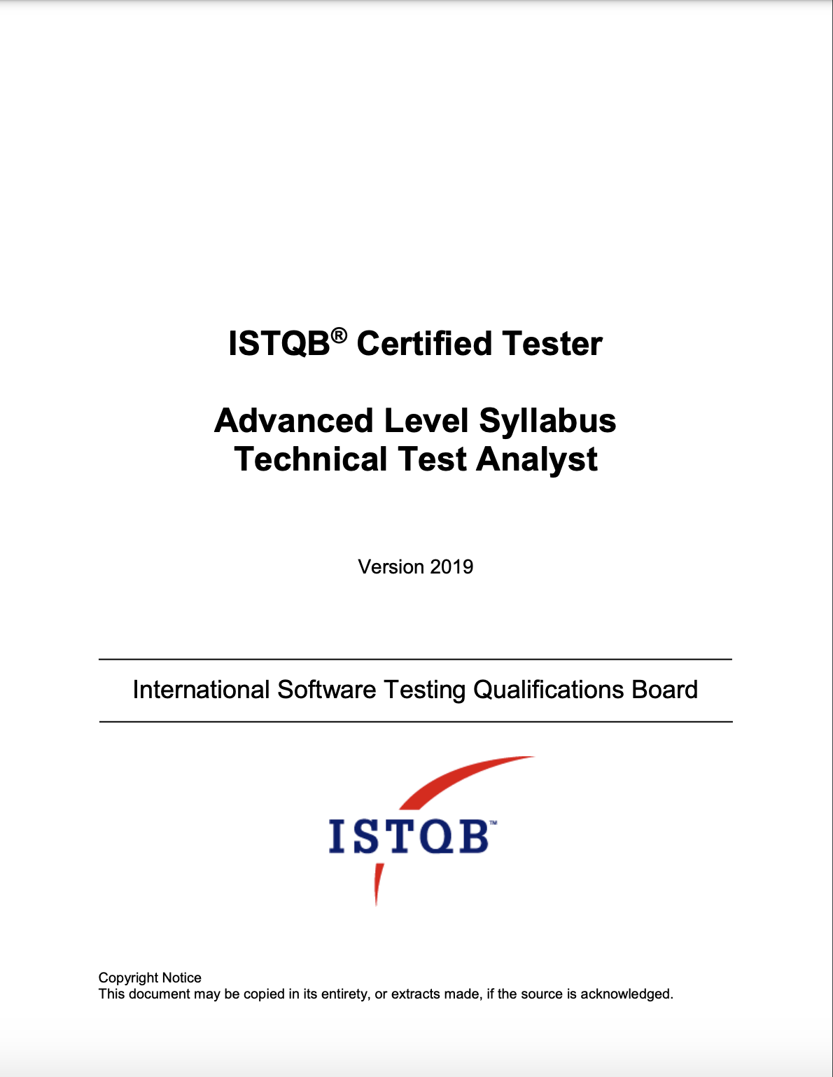 ISTQB® Certified Tester. Advanced Level Syllabus Technical Test Analyst ...