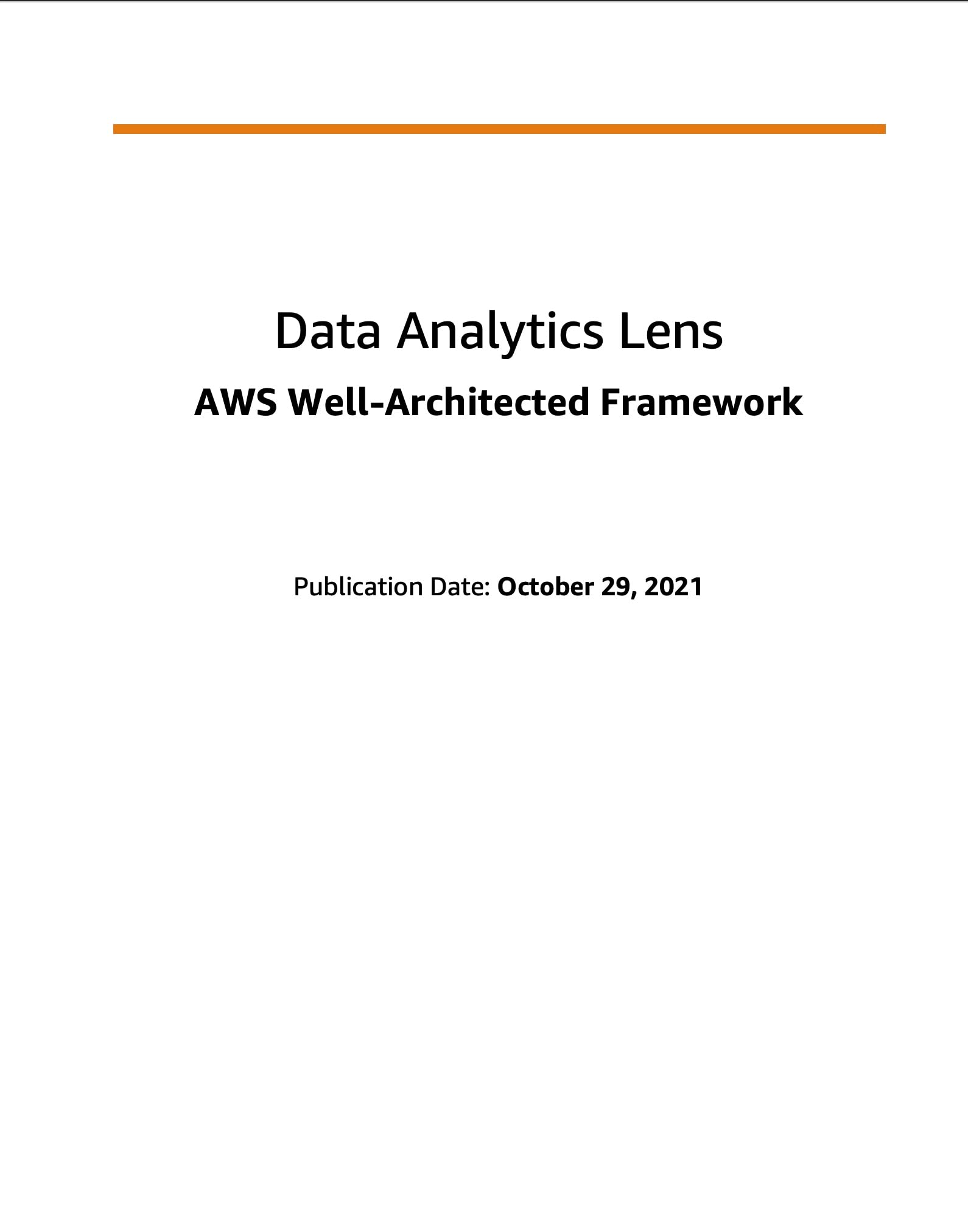 Data Analytics Lens: AWS Well-Architected Framework by AWS Whitepapers ...