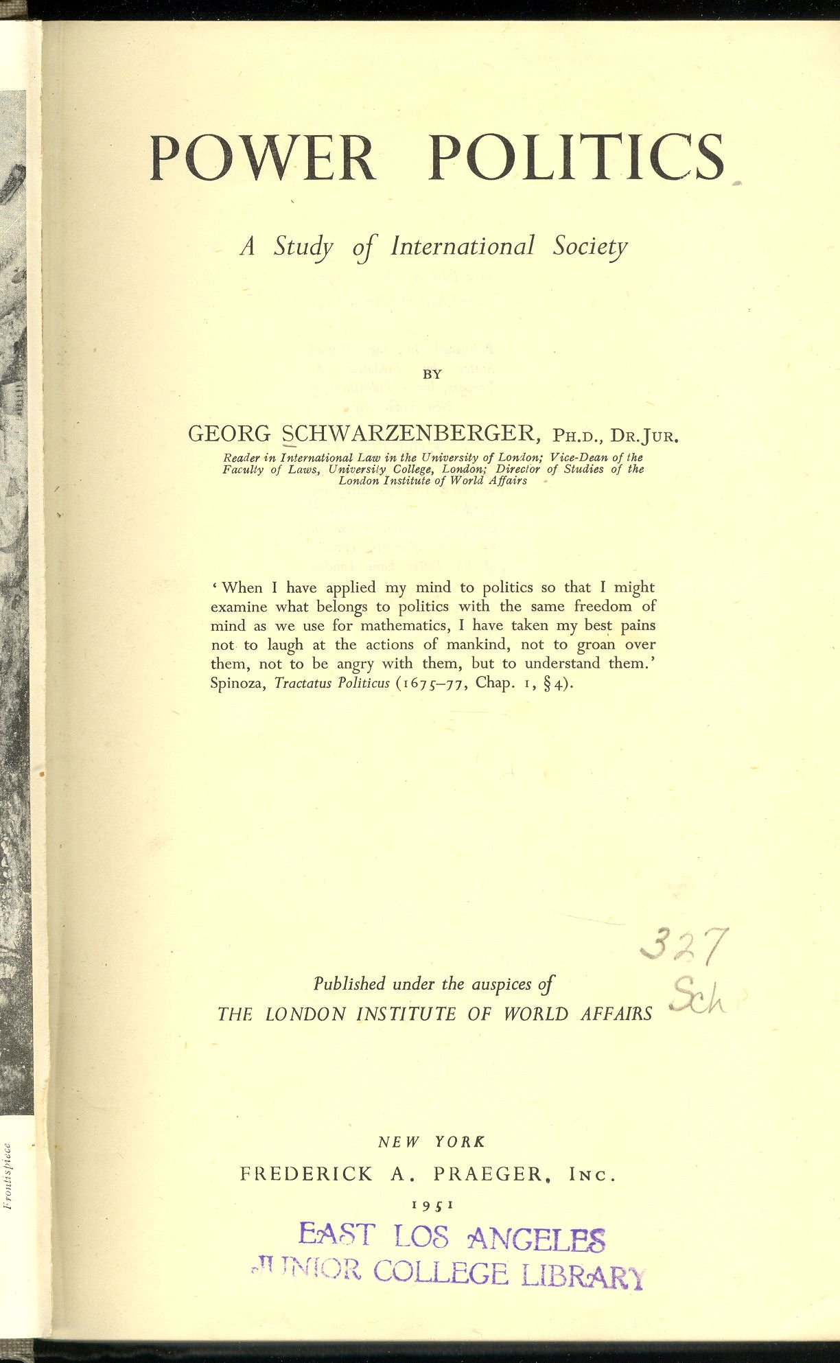 Power Politics. A Study of International Society by Georg ...