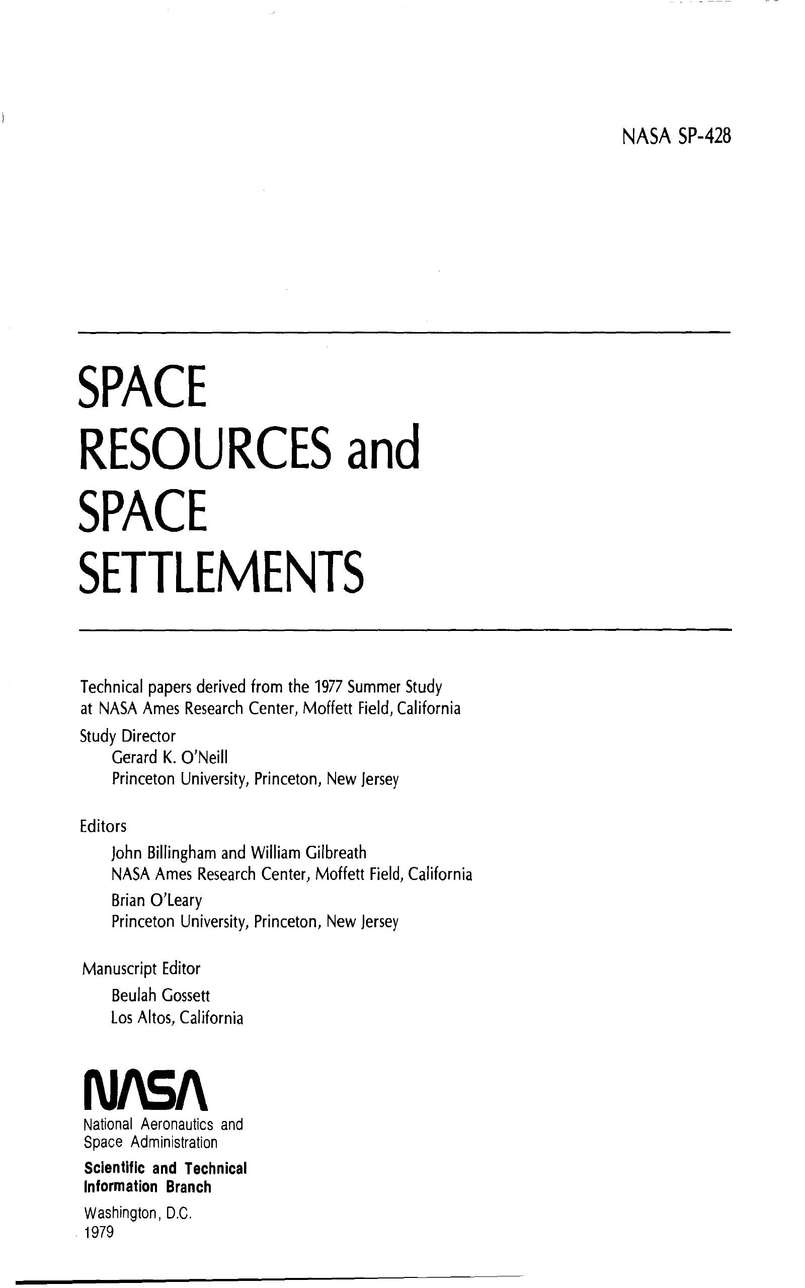 Space Resources and Space Settlements by National Aeronautics and Space ...