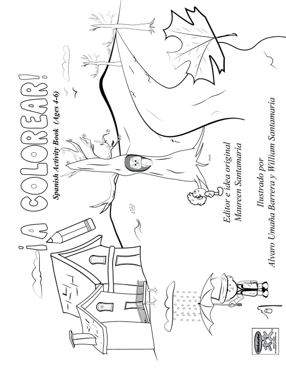 Spanish Activity Book, Ages 4-6: Landscape format, Black and white ...