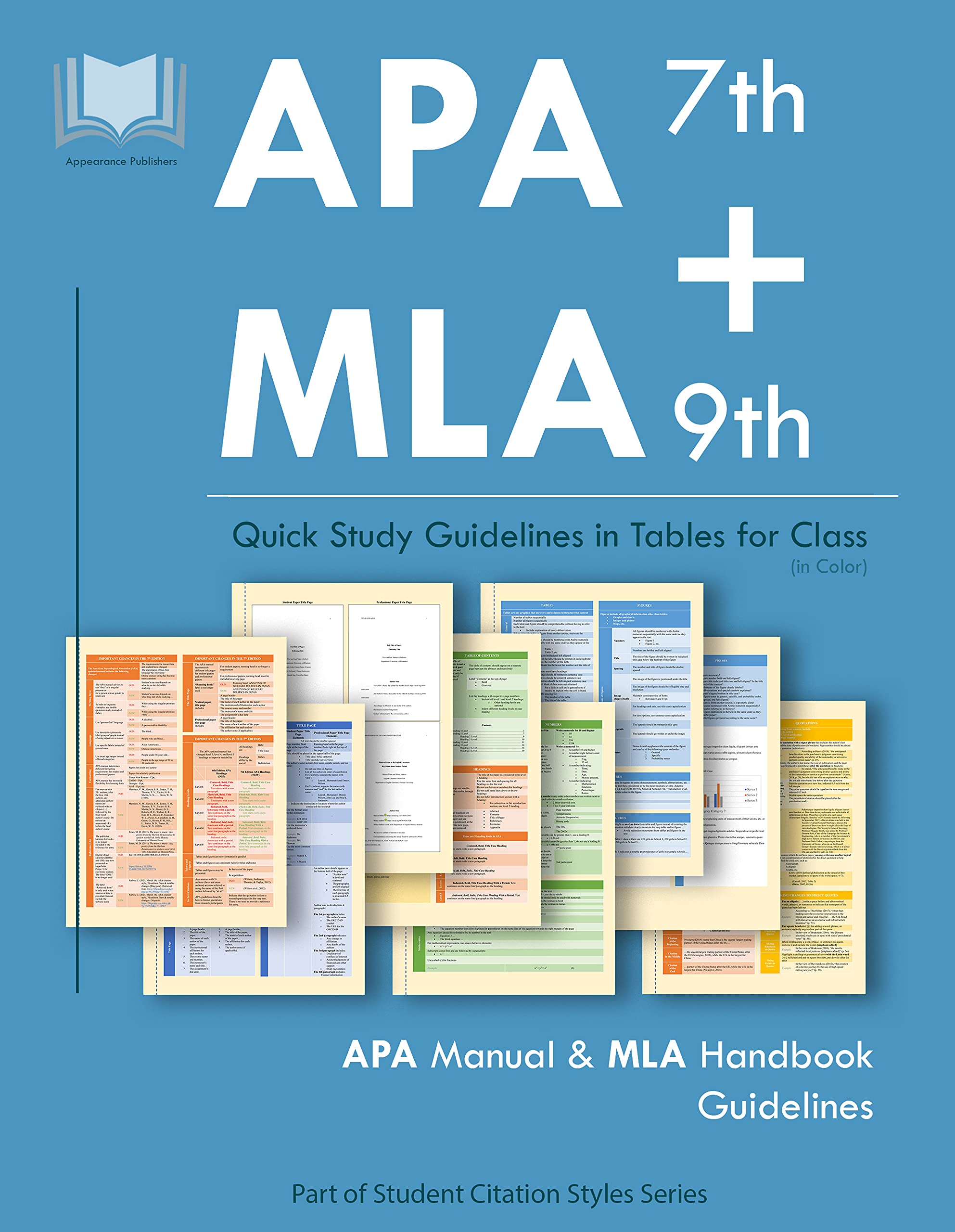 APA 7th + MLA 9th Quick Study Guidelines in Tables for Class (in Color ...