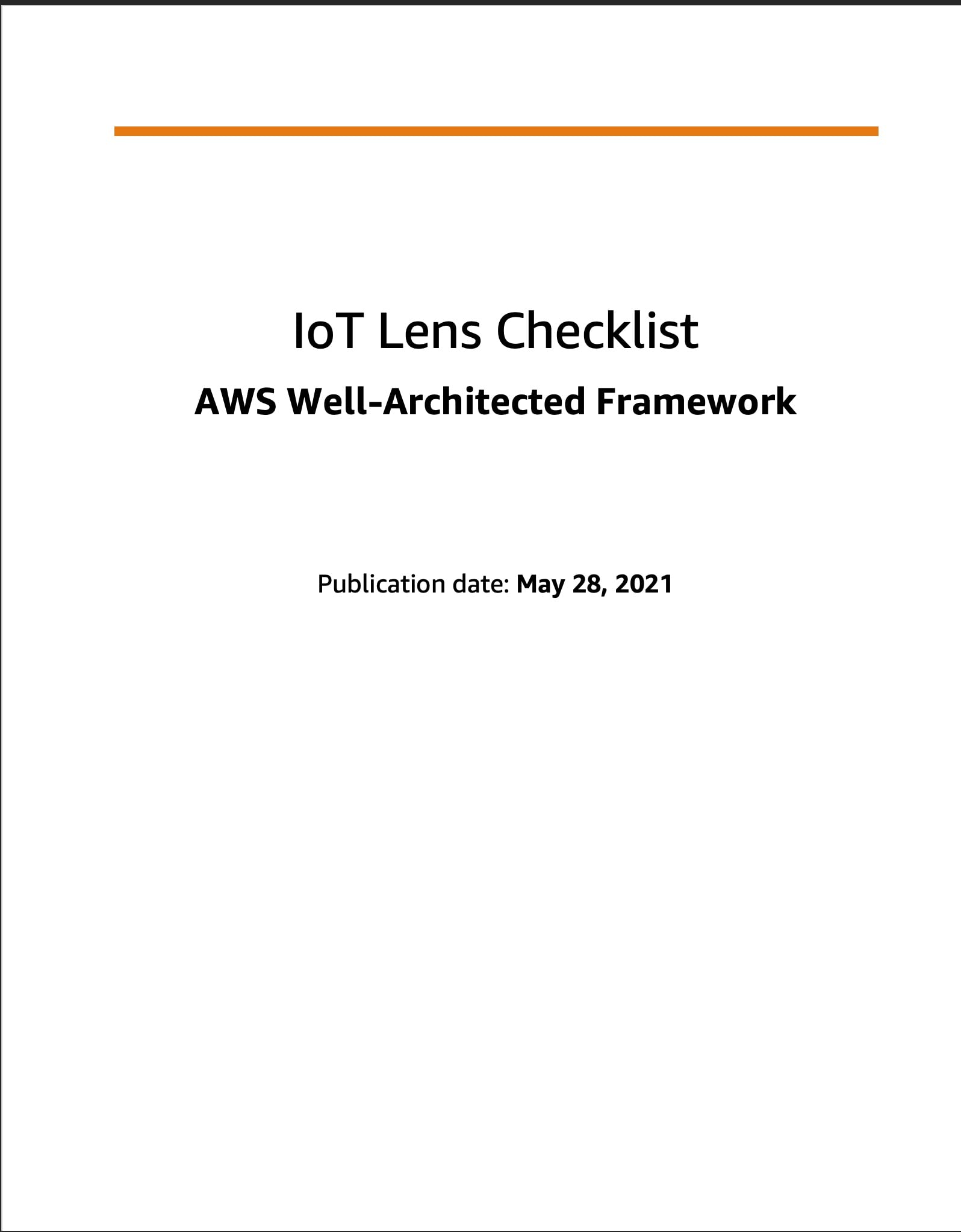 IoT Lens Checklist: AWS Well-Architected Framework by AWS Whitepapers ...