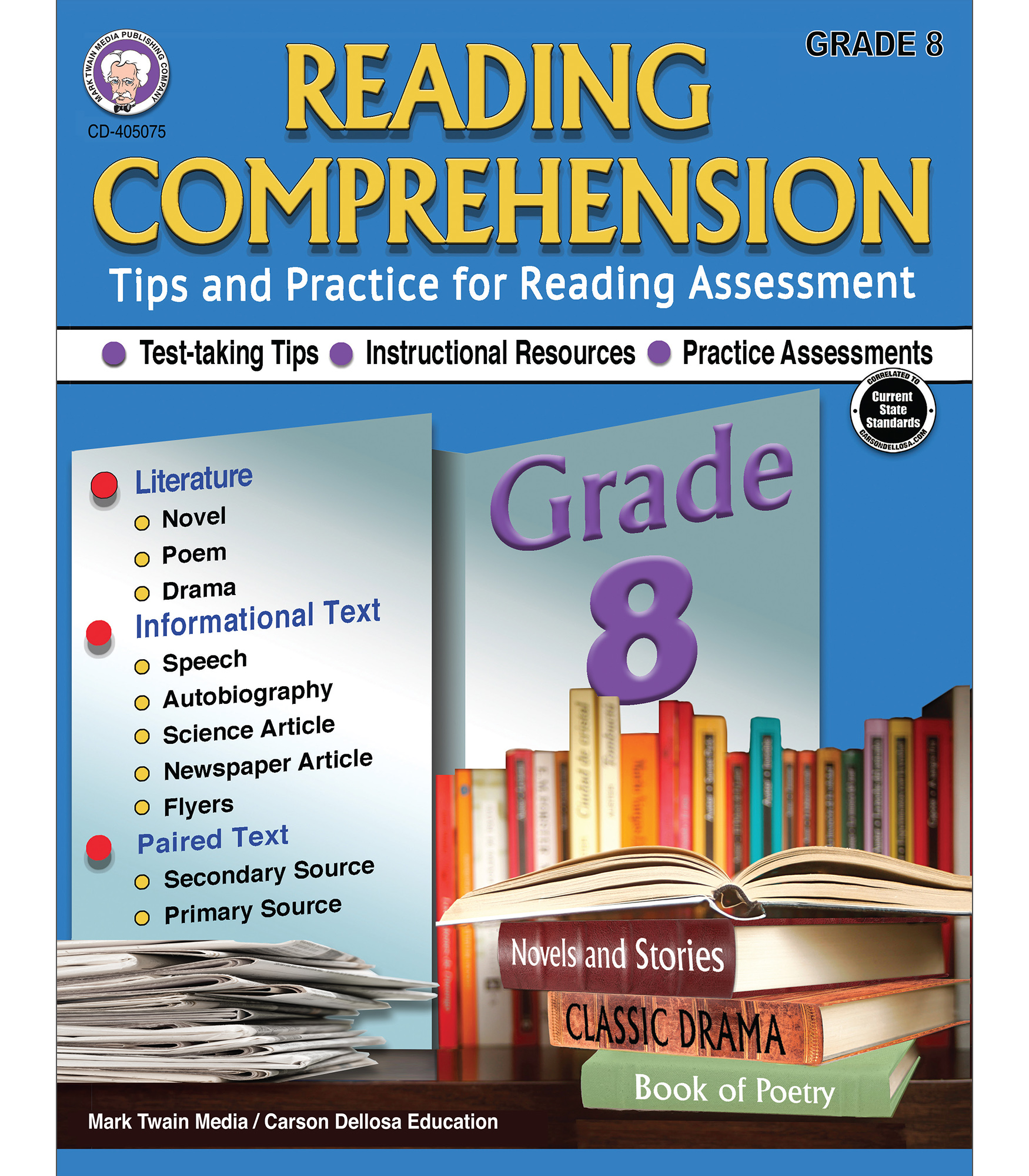 Grade 8 Reading Comprehension Workbook―Literature, Novels, Poetry ...