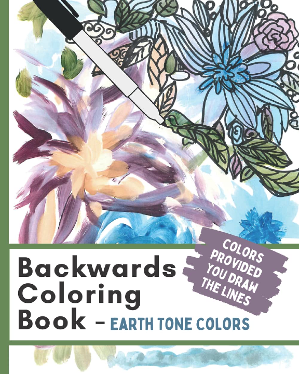 Backwards Coloring Book Earth Tone Colors: Inverse Coloring Book - Hand ...