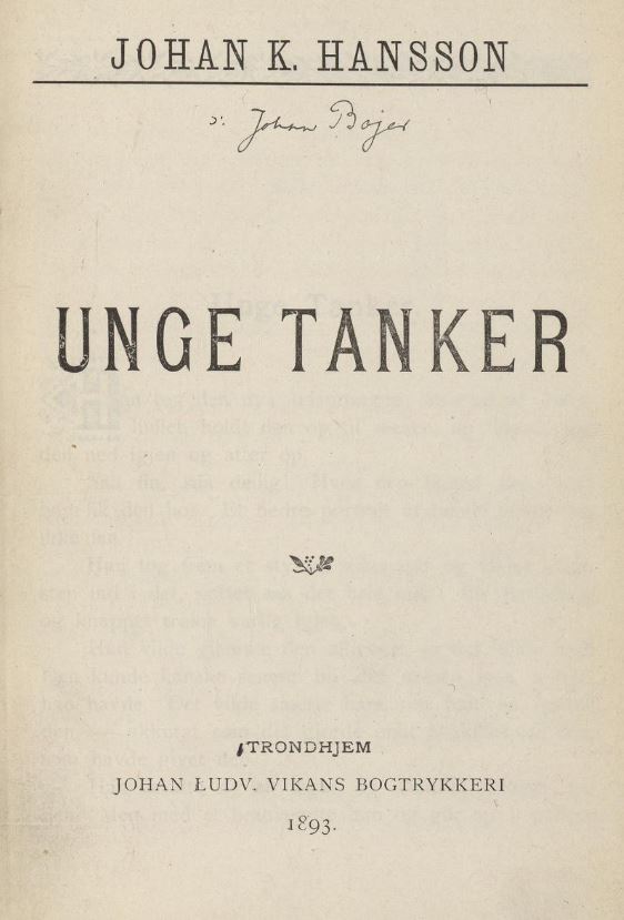 Unge tanker by Johan Bojer | Goodreads