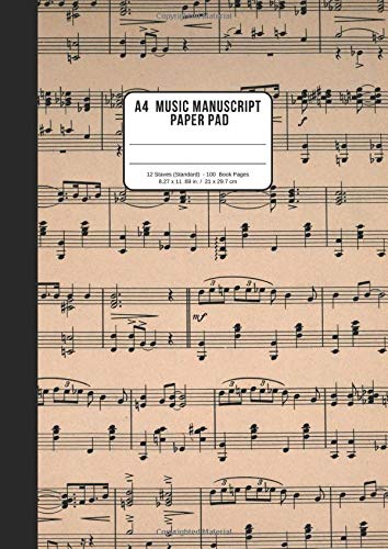 A4 Music Manuscript Paper Pad – 100 Book Pages: Blank Numbered Music ...