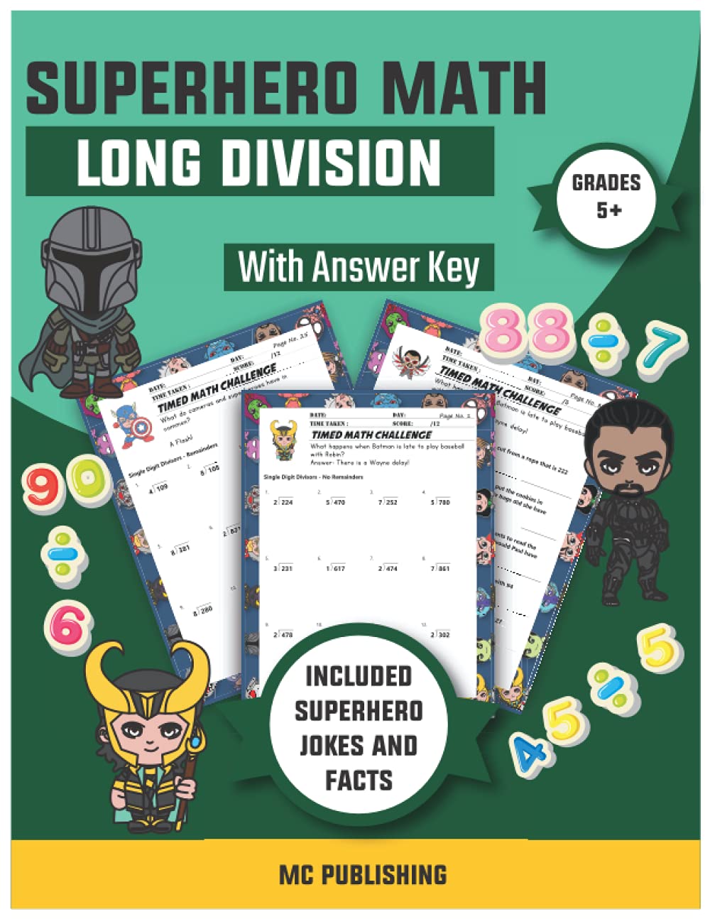 Superhero Math - Long Division : Grade 5+ With Answer Key: Advanced ...