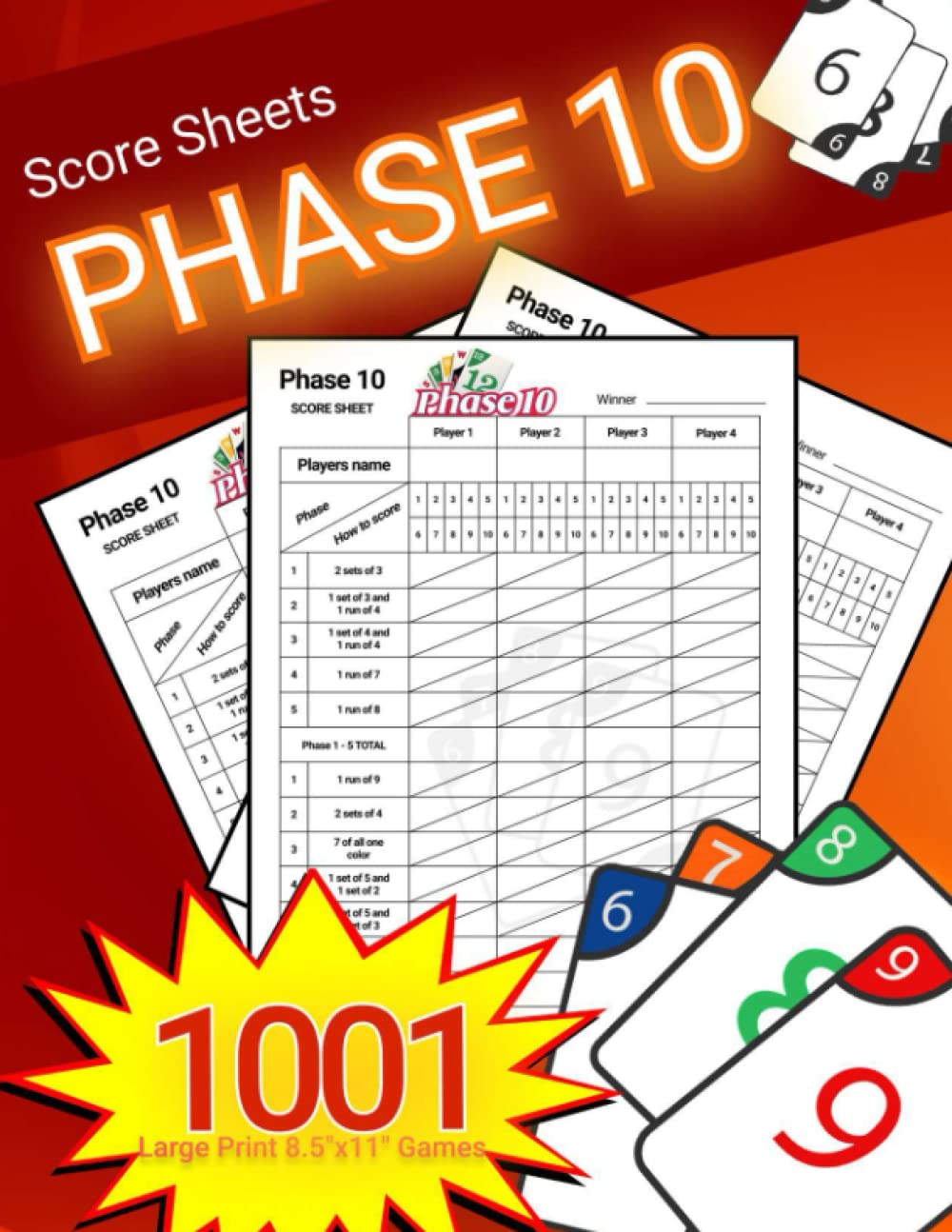 Phase 10 Score Sheets: 1001 Games Large Score Pads for Scorekeeping ...