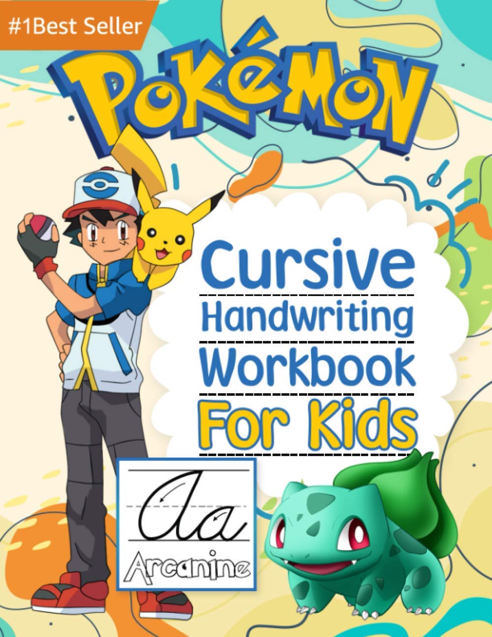 Cursive Handwriting Pokémon Workbook For Kids: 3-in-1 Letters Word ...