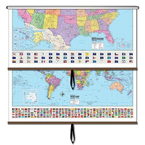 US/World Advanced Political Classroom Combo Wall Map on Roller w ...