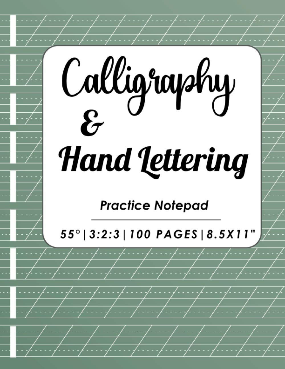 Calligraphy & Hand Lettering Practice Notepad: 55 Degrees Slant Lines ...