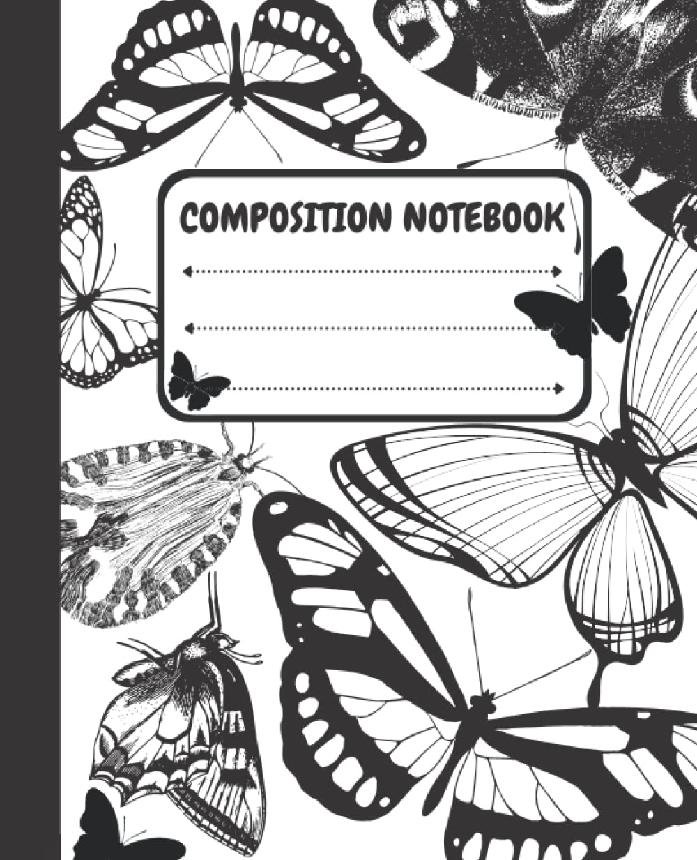 BUTTERFLY COMPOSITION NOTEBOOK COLLEGE RULED: (7.5" x 9.25") FOR GIRLS ...