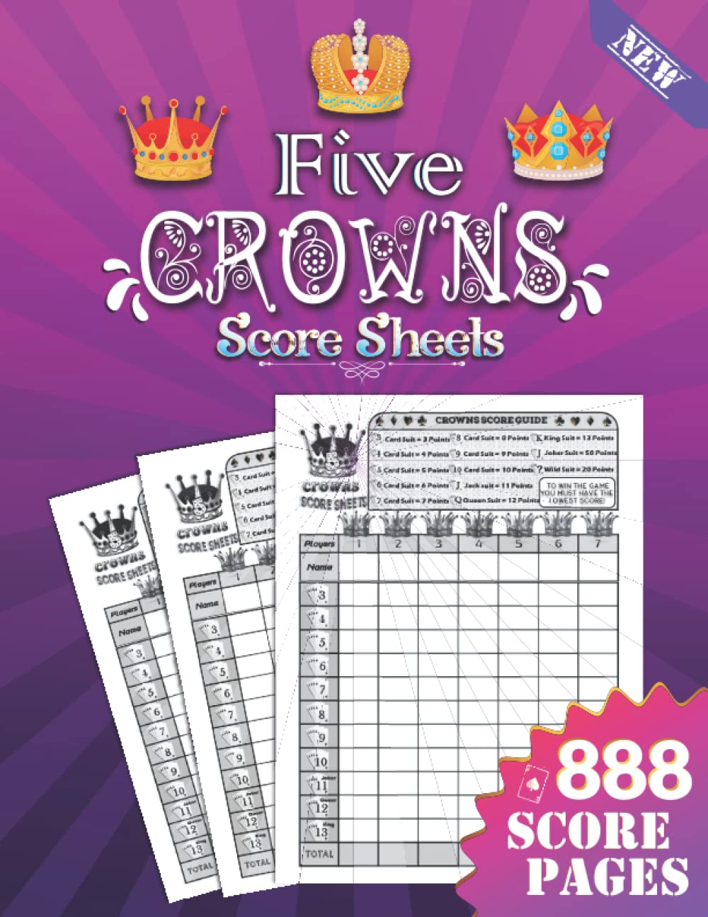 Five Crowns Score Sheets: 888 Large Score Pads for Scorekeeping: Crowns ...
