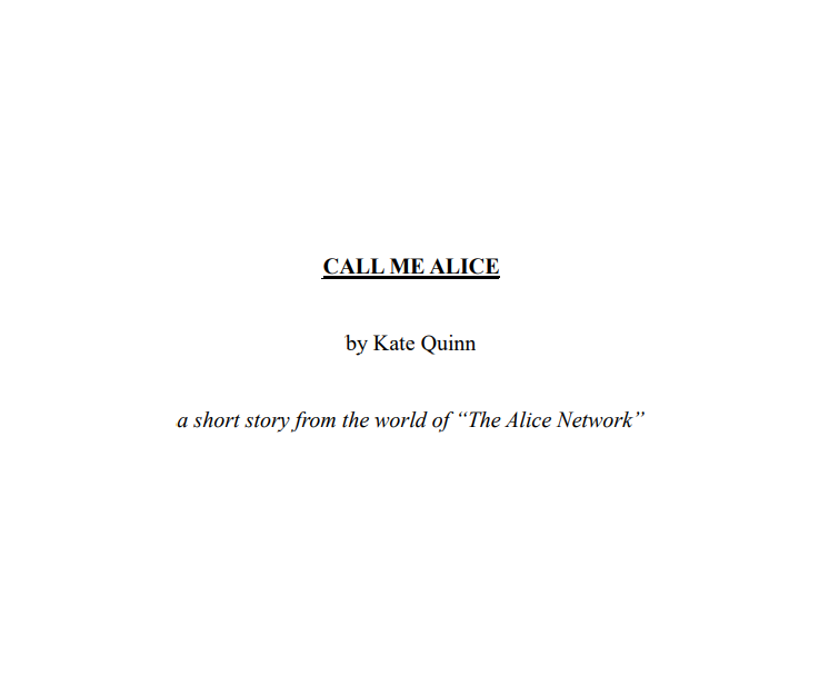 Call Me Alice by Kate Quinn | Goodreads