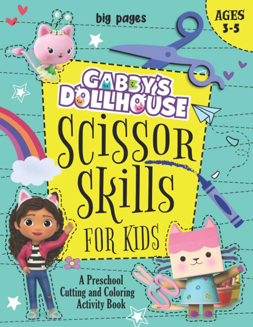 Gabby's Dollhouse Scissor Skills Preschool Workbook: A Coloring ...