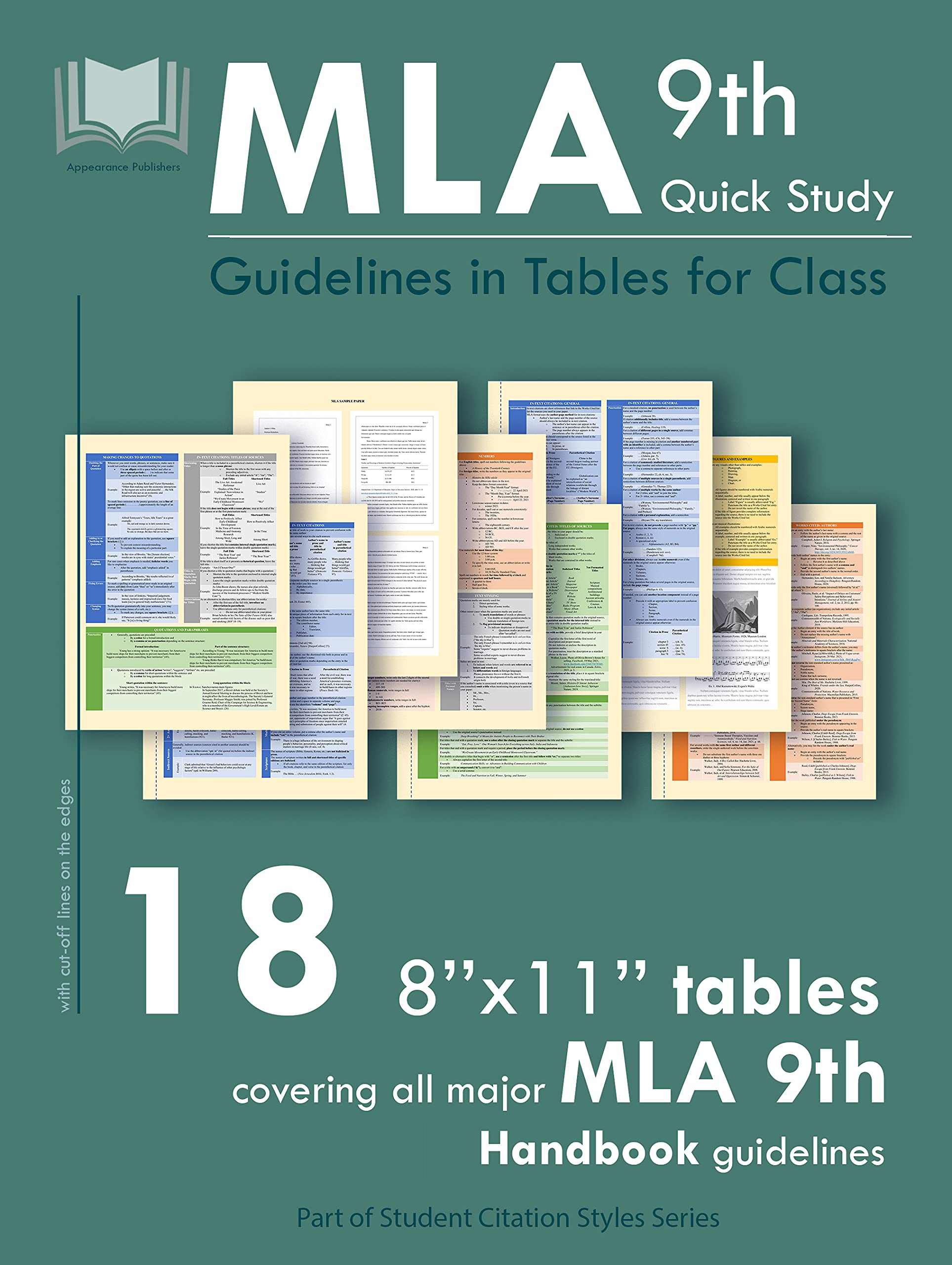 MLA 9th Quick Study Guidelines in Tables for Class: 18 8’’x11’’ Tables Covering All Major MLA ...