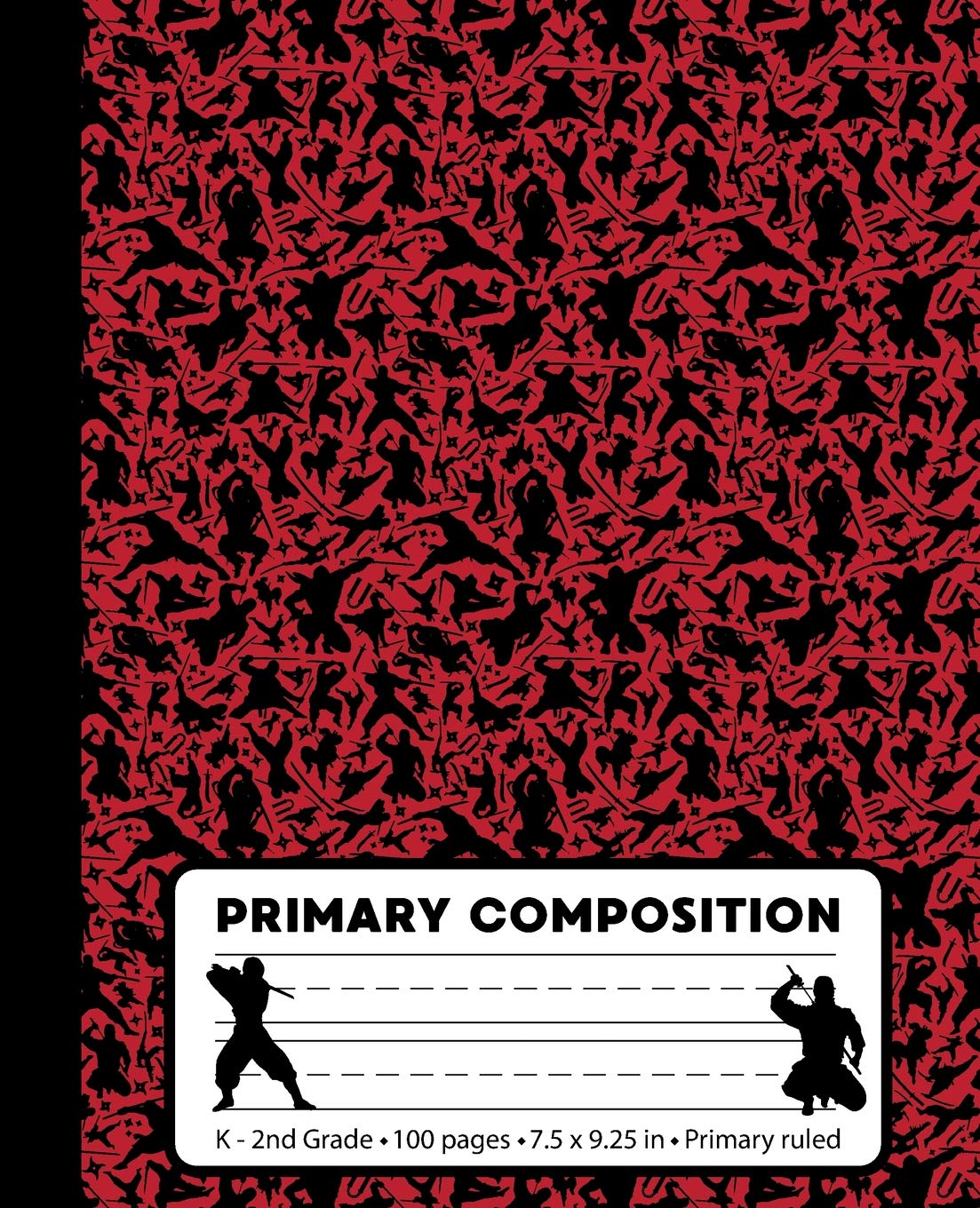 Primary Composition: Ninja Red Marble Primary Composition Notebook for ...