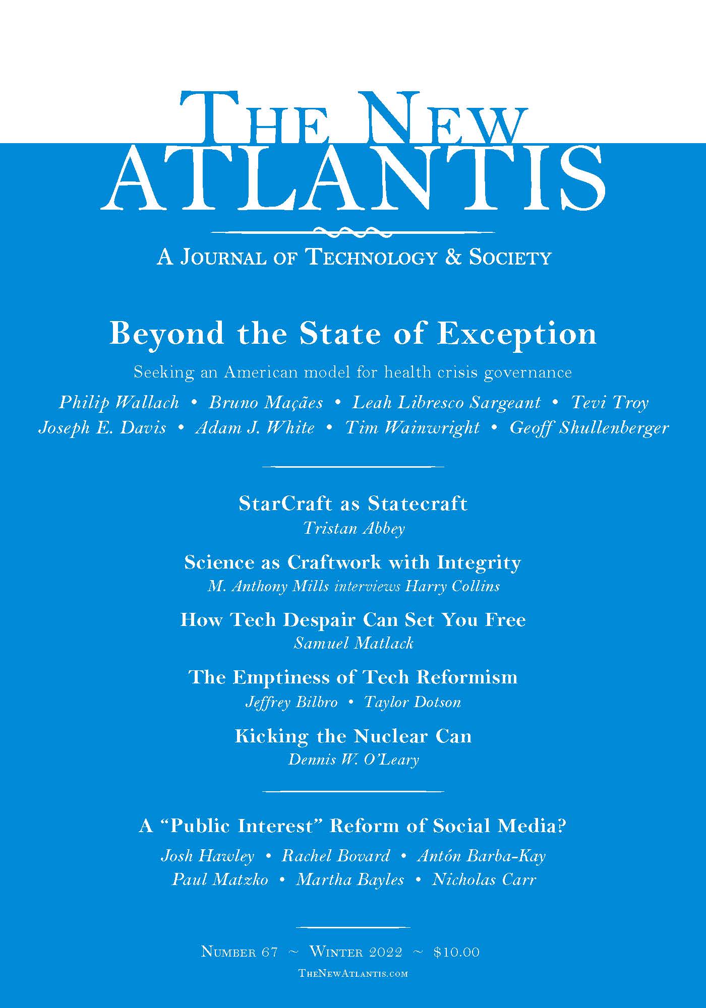 The New Atlantis (Number 67, Winter 2022) by Ari Schulman | Goodreads