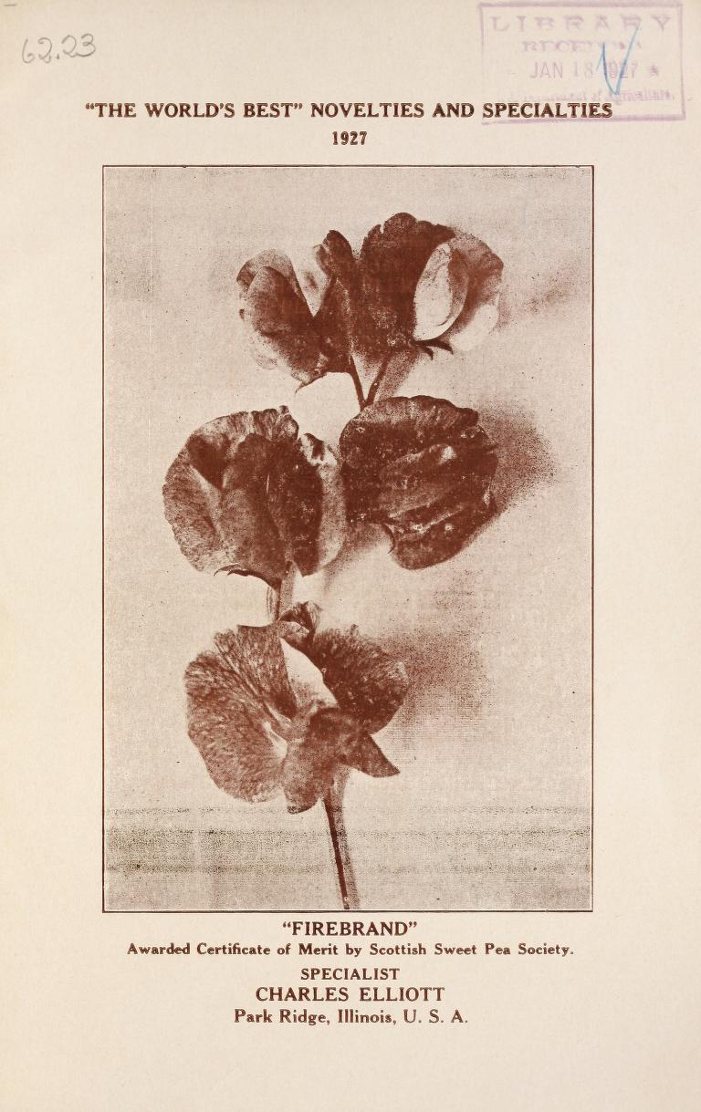World's Best Sweet Peas and Novelties: 1927 by Charles Elliott | Goodreads