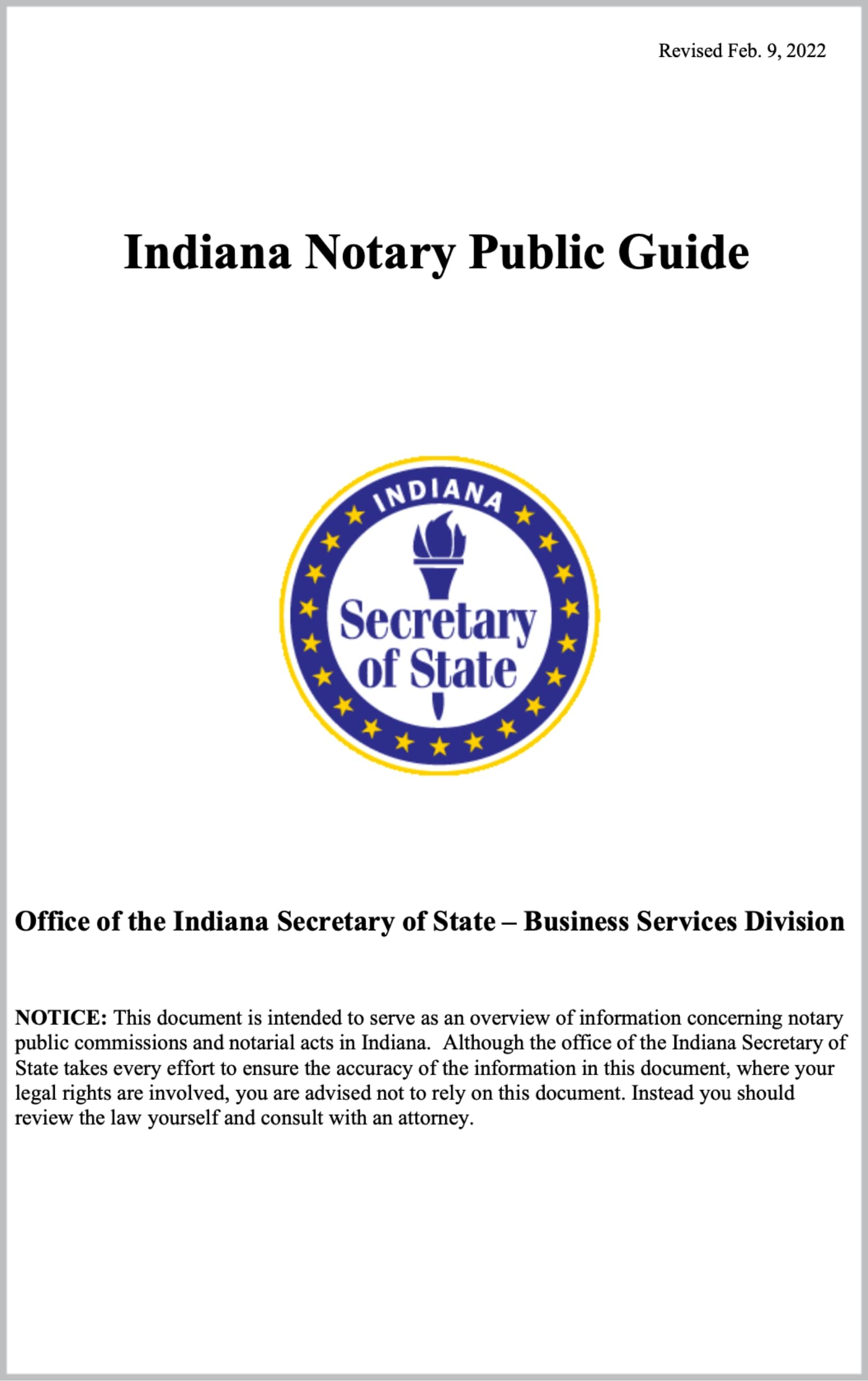 Indiana Notary Public Guide - Revised April 19, 2021 by Indiana ...