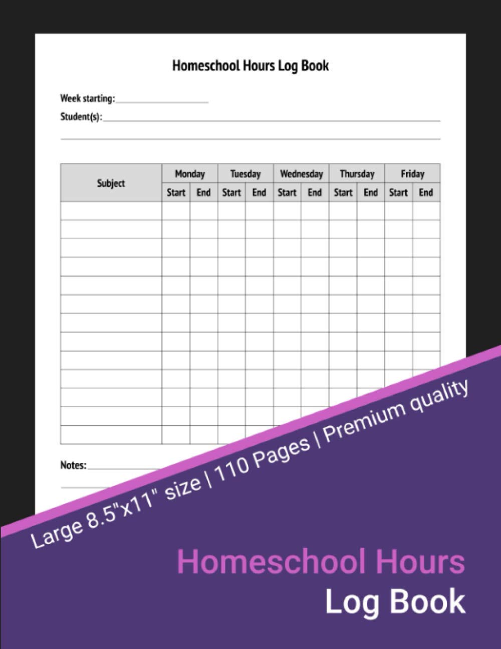 Homeschool Hours Log Book: 2-Year Daily Lesson & Time Record Book ...