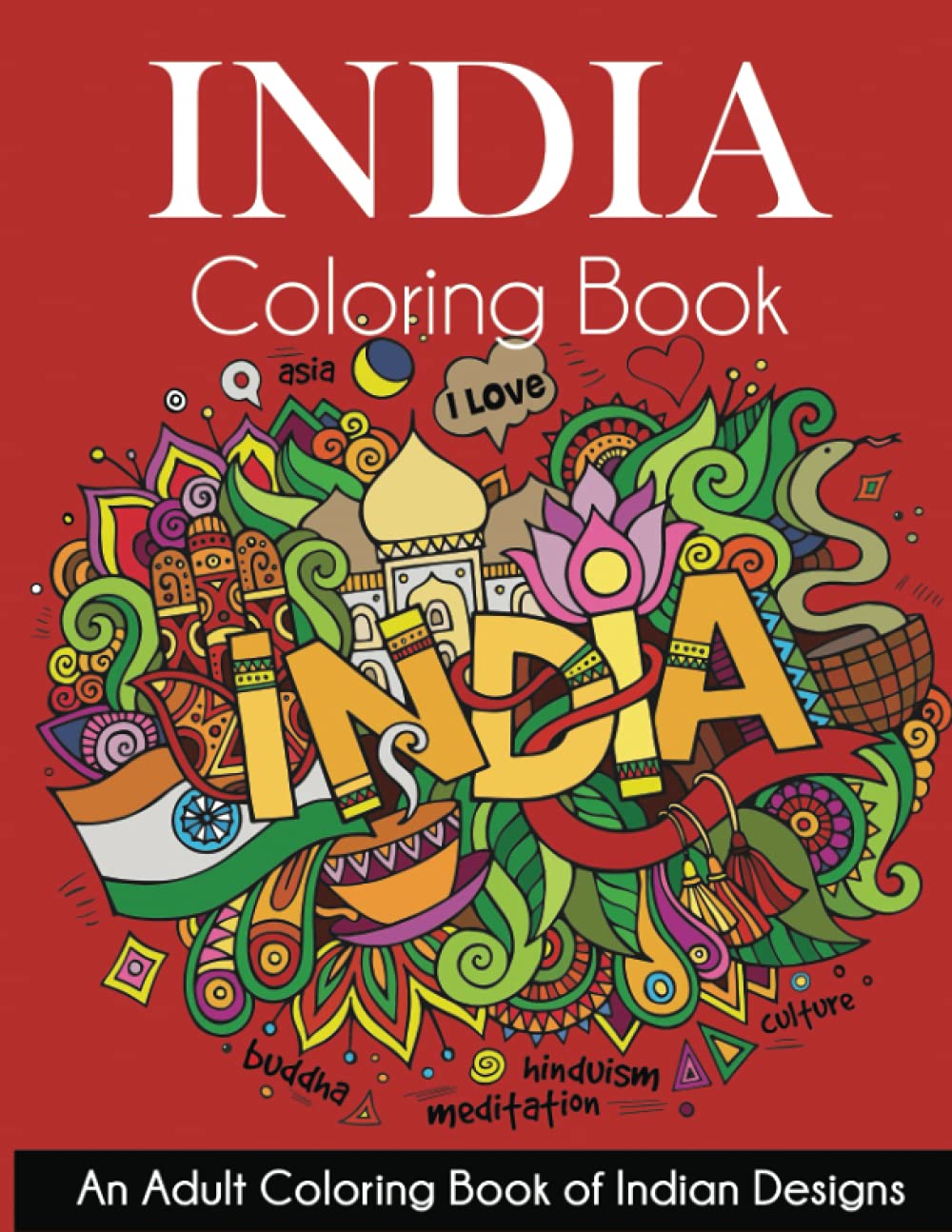 India Coloring Book: An Adult Coloring Book of Indian Designs by ...