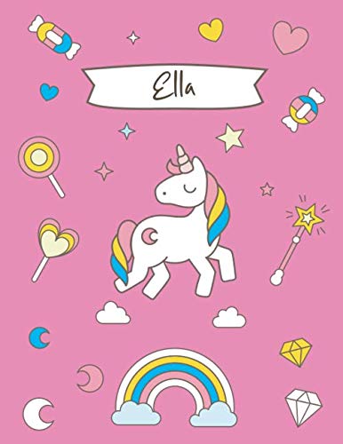 Ella: Personalized Unicorn Sketchbook For Girls And kids With ...