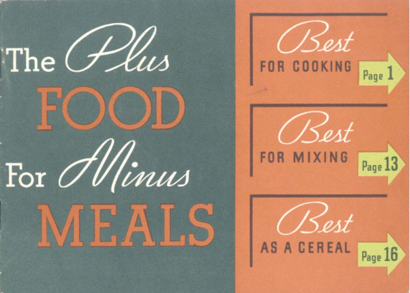 The Plus Food for Minus Meals by Barbara B. Brooks | Goodreads