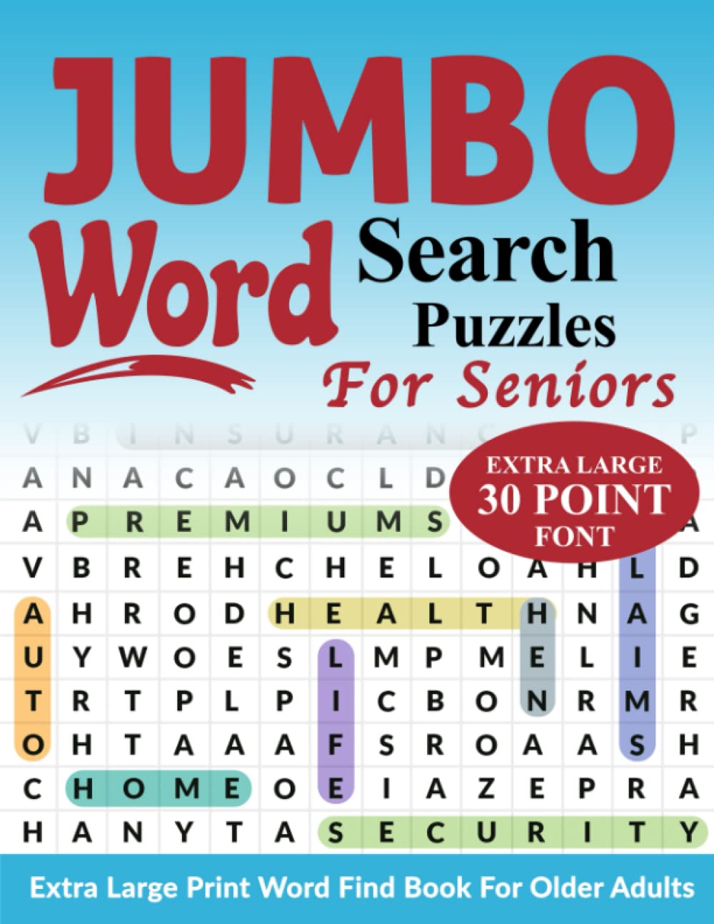 Jumbo Word Search Puzzles For Seniors: Extra Large Print Word Find Book ...