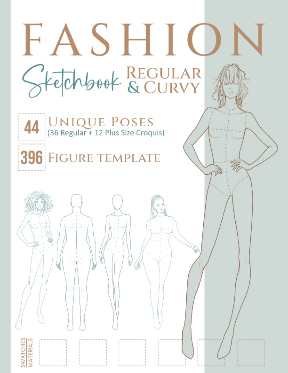 Fashion Sketchbook Regular & Curvy Figure Template: 396 Large Female ...