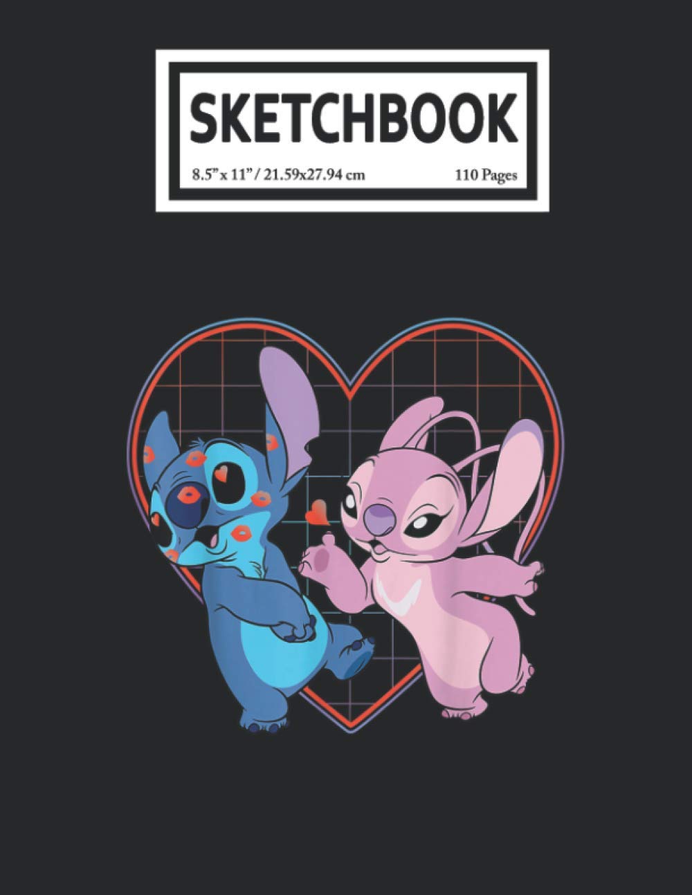 Sketchbook: Lilo and Stitch Angel Heart Kisses 110 Blank Pages with ...