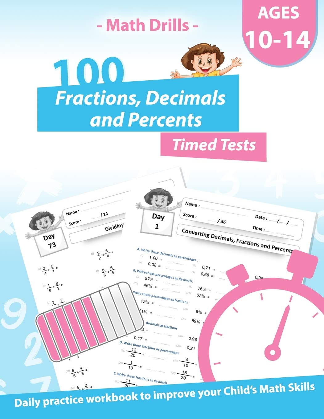 Math Drills - 100 Fractions Decimals Percents Timed Tests - Daily ...