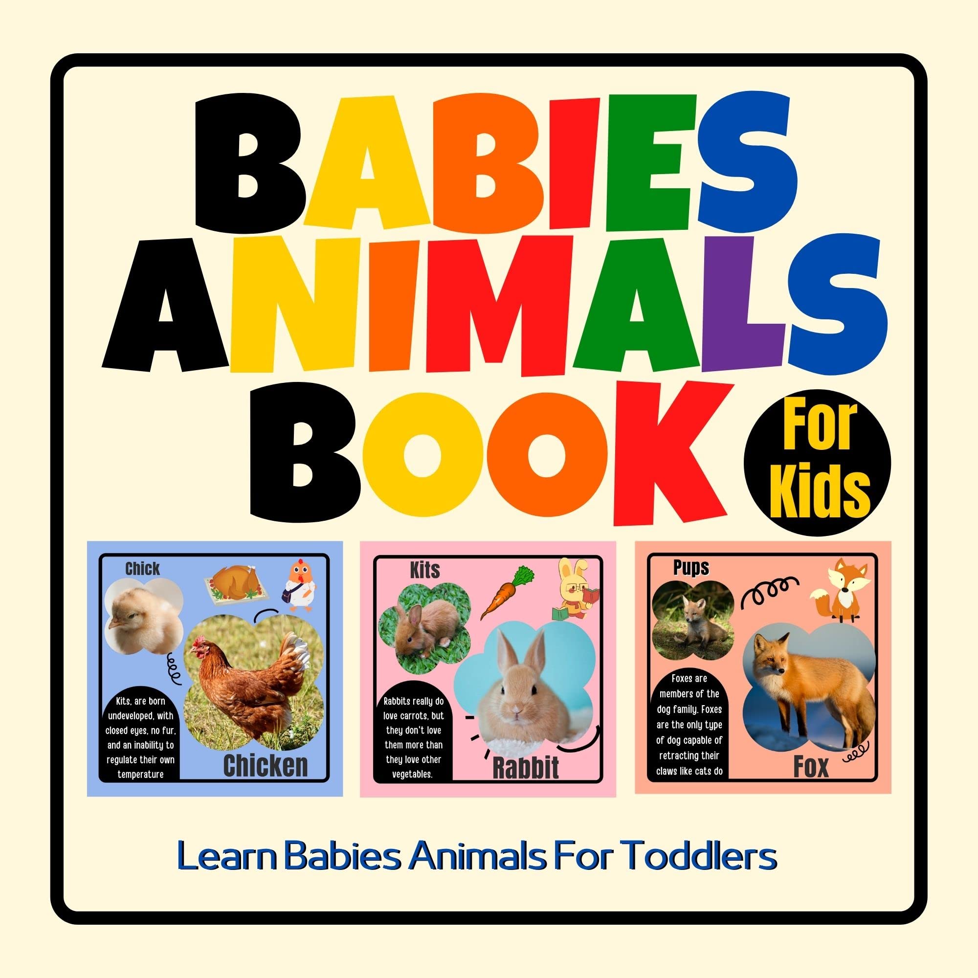 Babies and Animals Book For Kids: Words and Pictures Preschool Learning ...