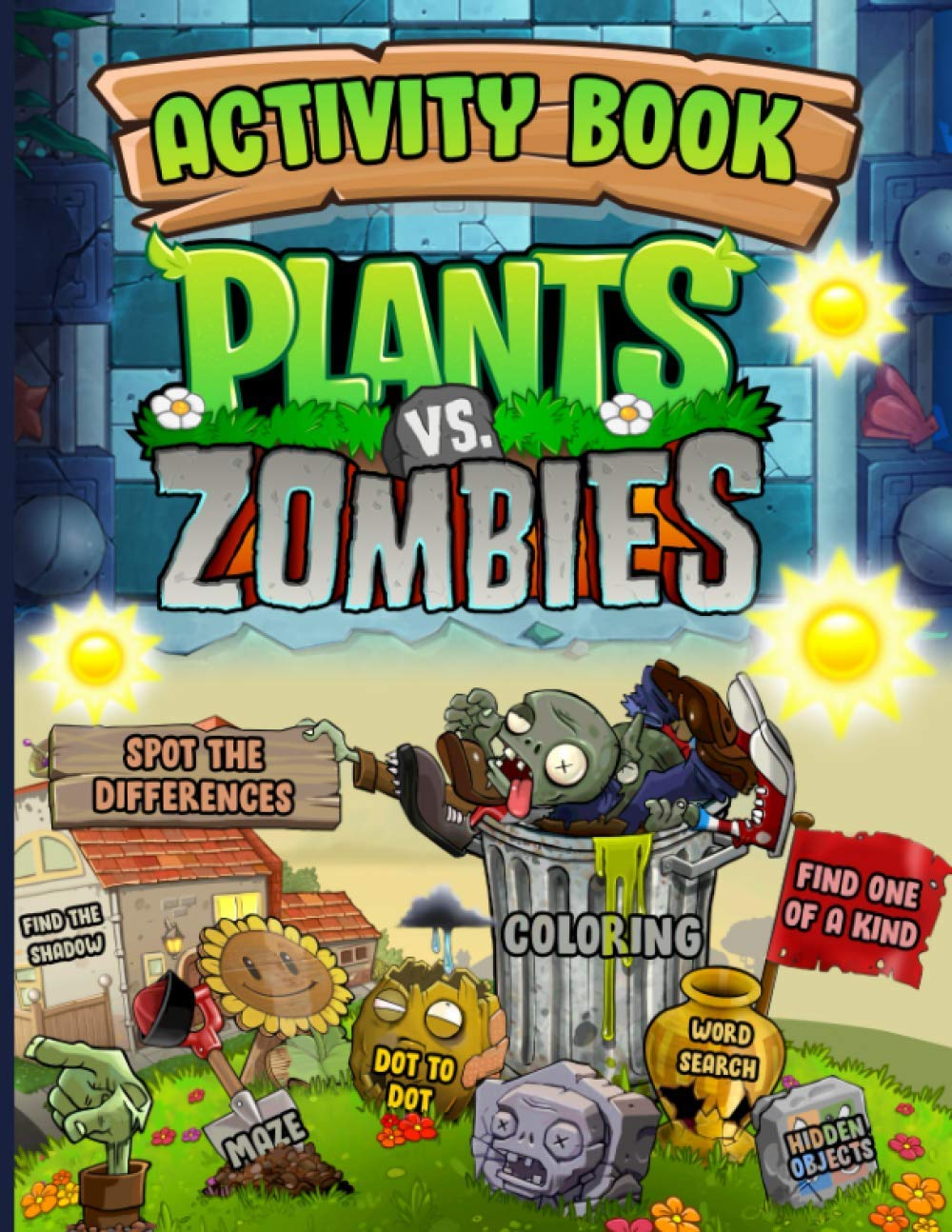 Plants Vs Zombies Activity Book: Maze, Find Shadow, Coloring, One Of A ...
