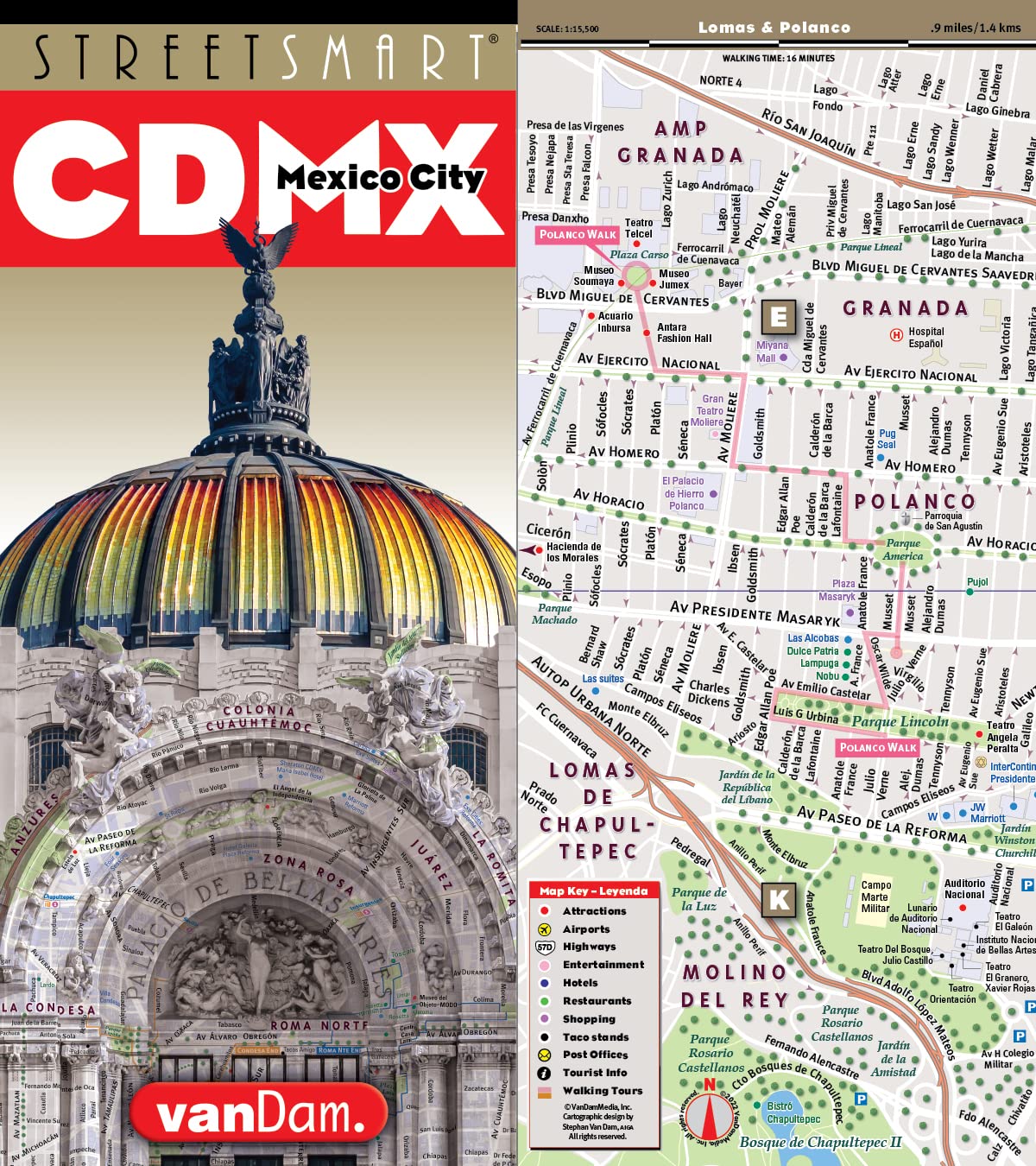 StreetSmart® Mexico City Map by VanDam – Laminated city center street ...