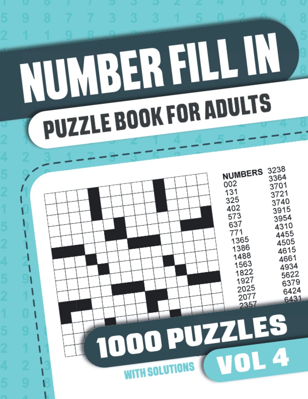 Number Fill In Puzzle Book for Adults: Fill in Puzzle Book with 1000 ...