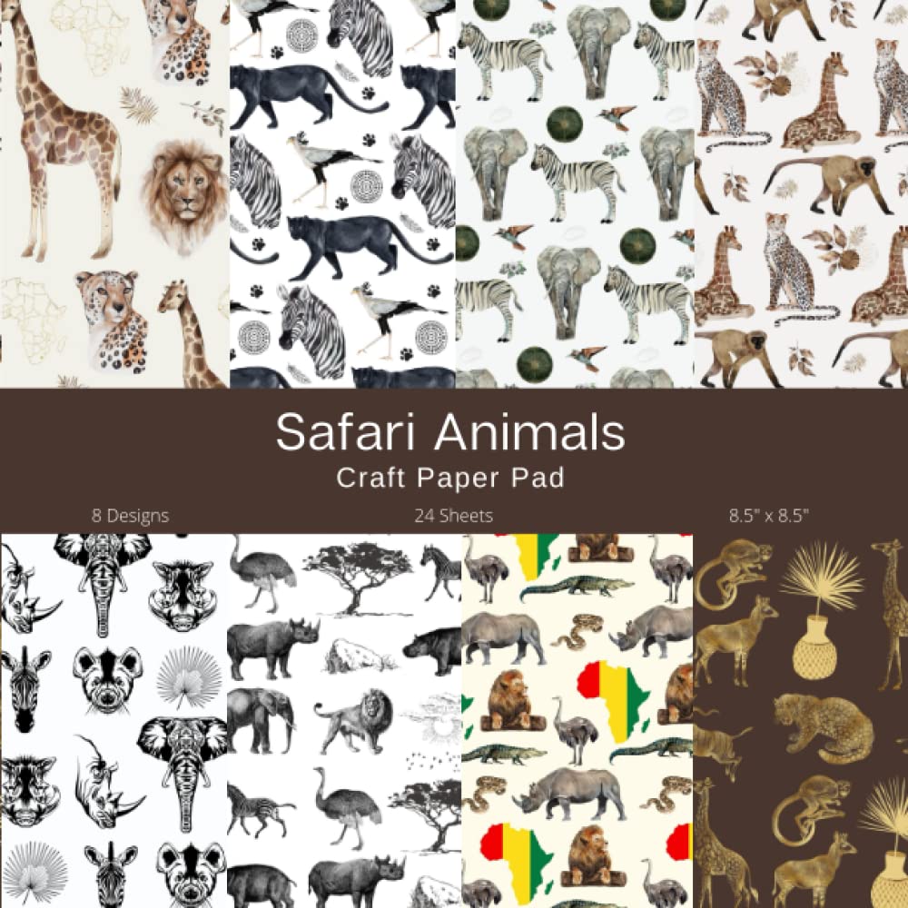 Safari Animals Craft Paper Pad: African Safari Scrapbook Paper by ...