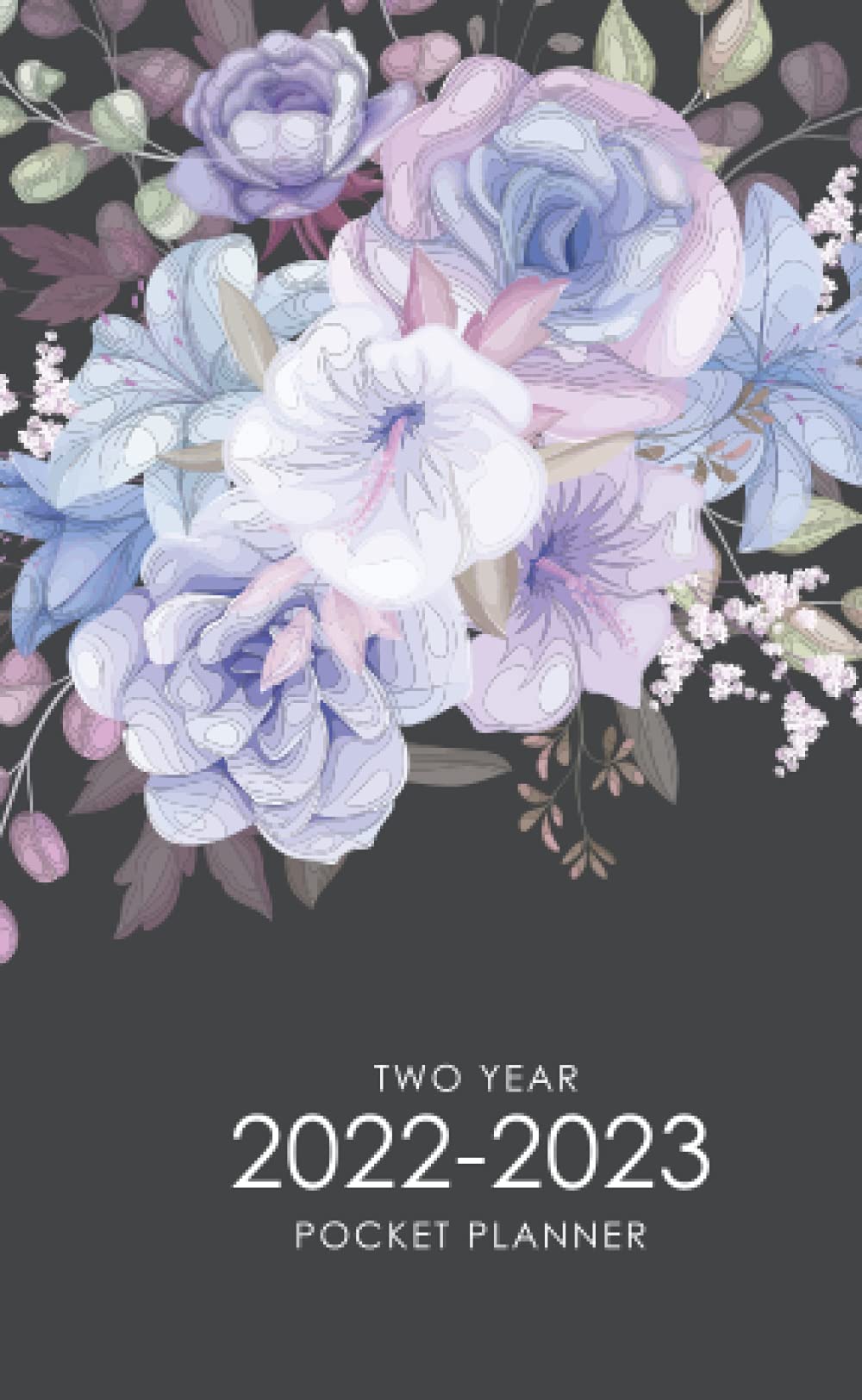 2022-2023 Two Year Pocket Planner: Beautiful Pink and Blue Flower | 2 ...