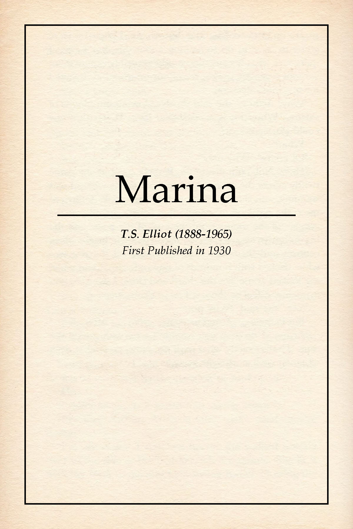Marina by T.S. Eliot | Goodreads