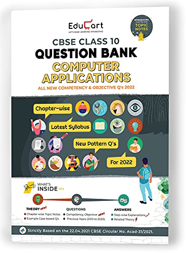 Educart Term 1 & 2 COMPUTER APPLICATION Class 10 CBSE Question Bank ...