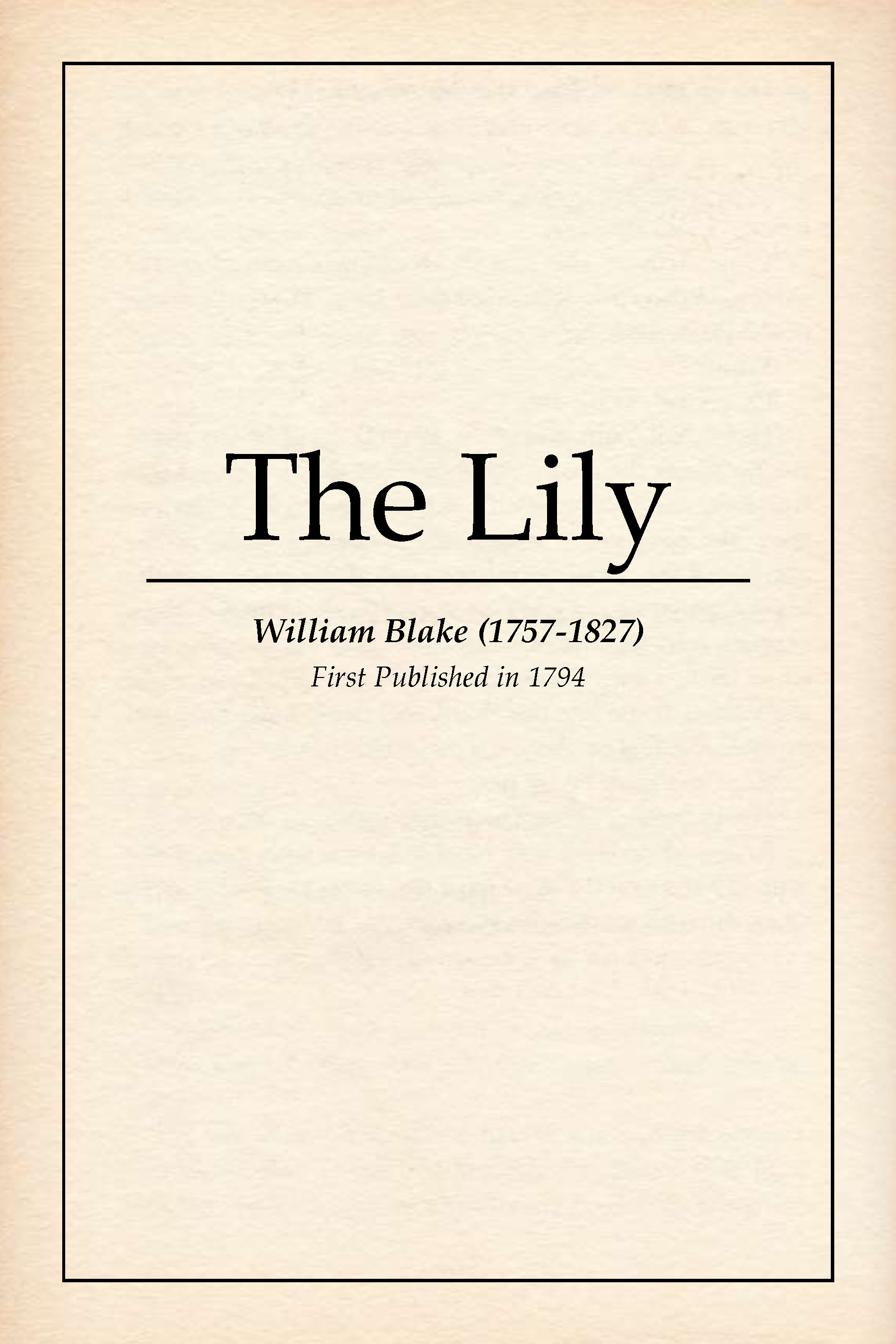The Lily by William Blake | Goodreads