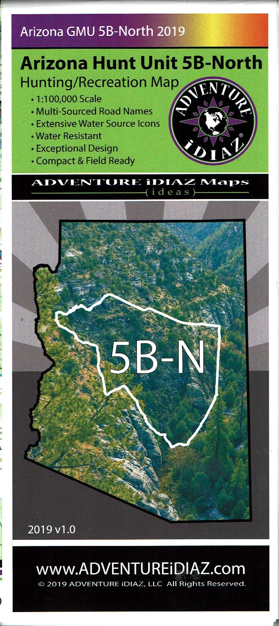 Arizona Hunt Unit 5B-North Hunting/Recreation Map by ADVENTURE iDIAZ ...