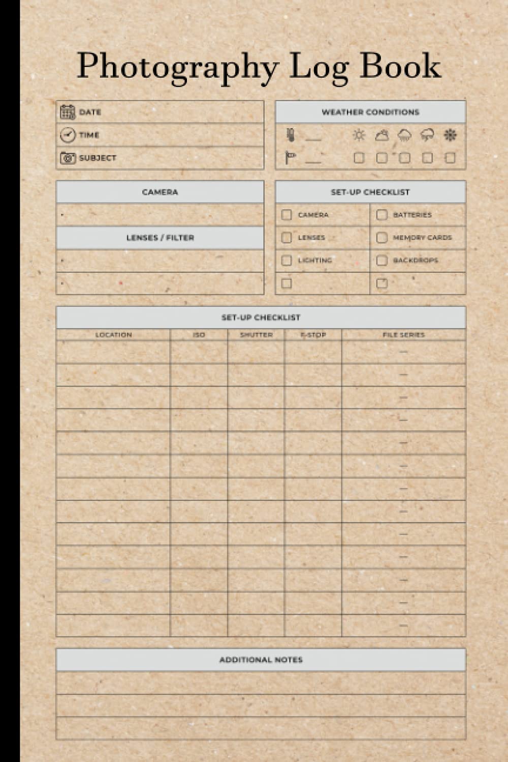 Photography Log Book: Photographer Journal, Photo and Photography Log Book, Photography record ...