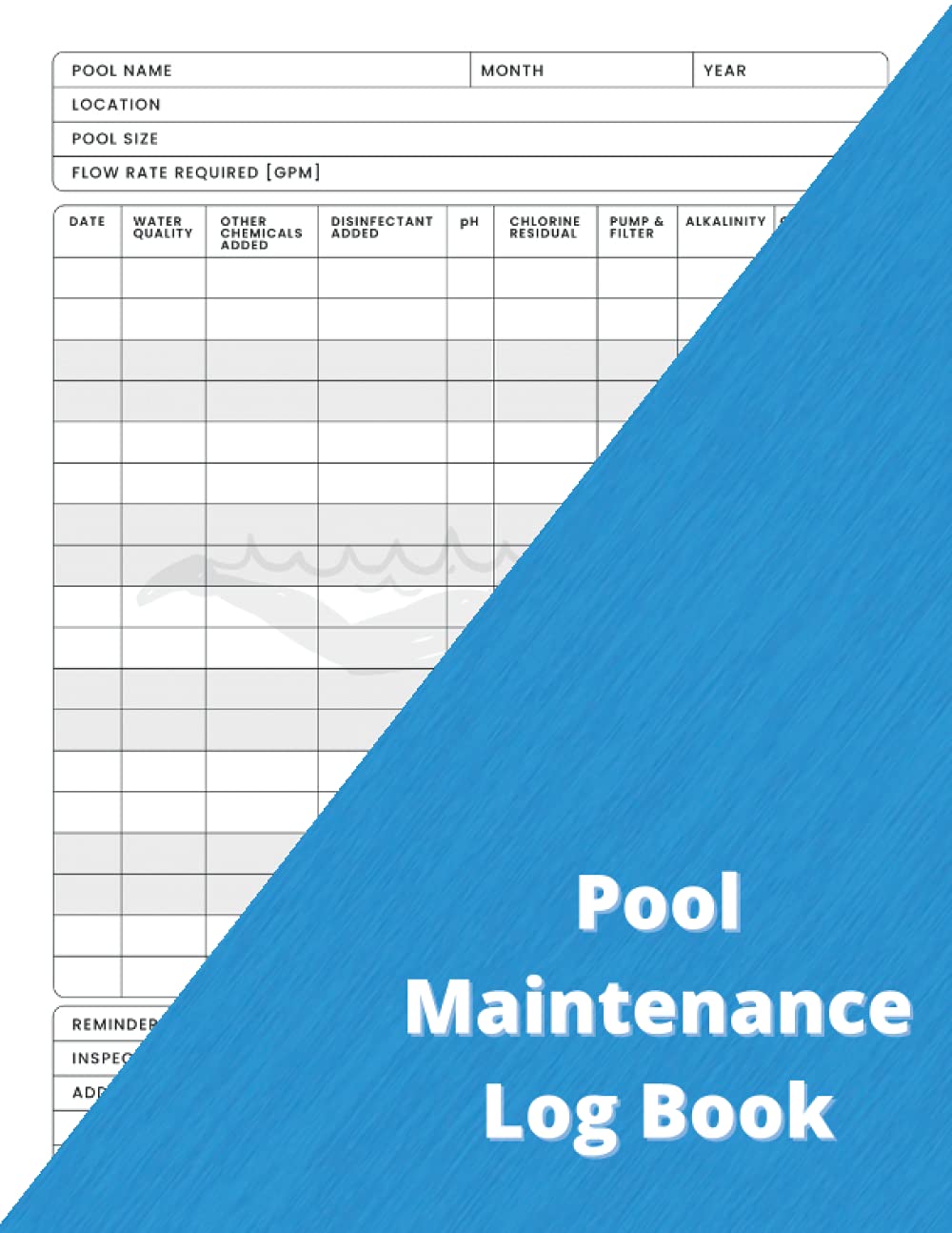 Pool Maintenance Log Book: Daily Pool Maintenance Checklist, Swimming ...